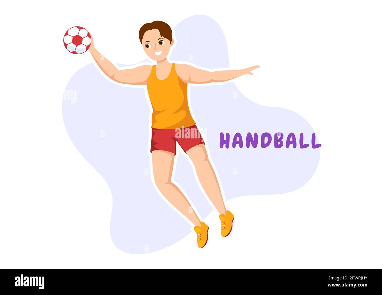 Handball Illustration of a Player Touching the Ball with His Hand and ...