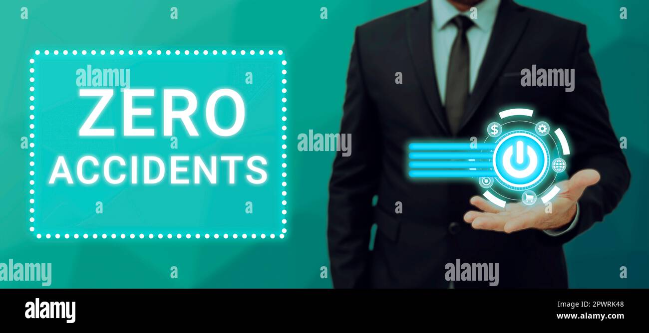 Conceptual display Zero Accidents, Business approach important strategy ...