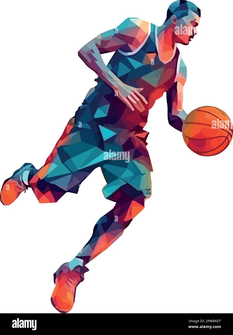Muscular basketball player jumping for slam dunk Stock Vector Image ...