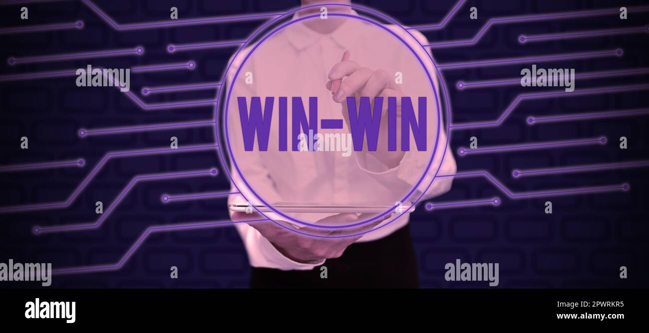 Text caption presenting Win Win, Business idea Strategy for both parts ...