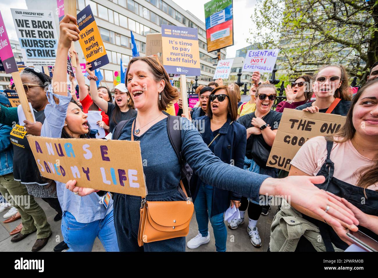 London, UK. 1st May, 2023. A picket line of Nurses outside the St ...