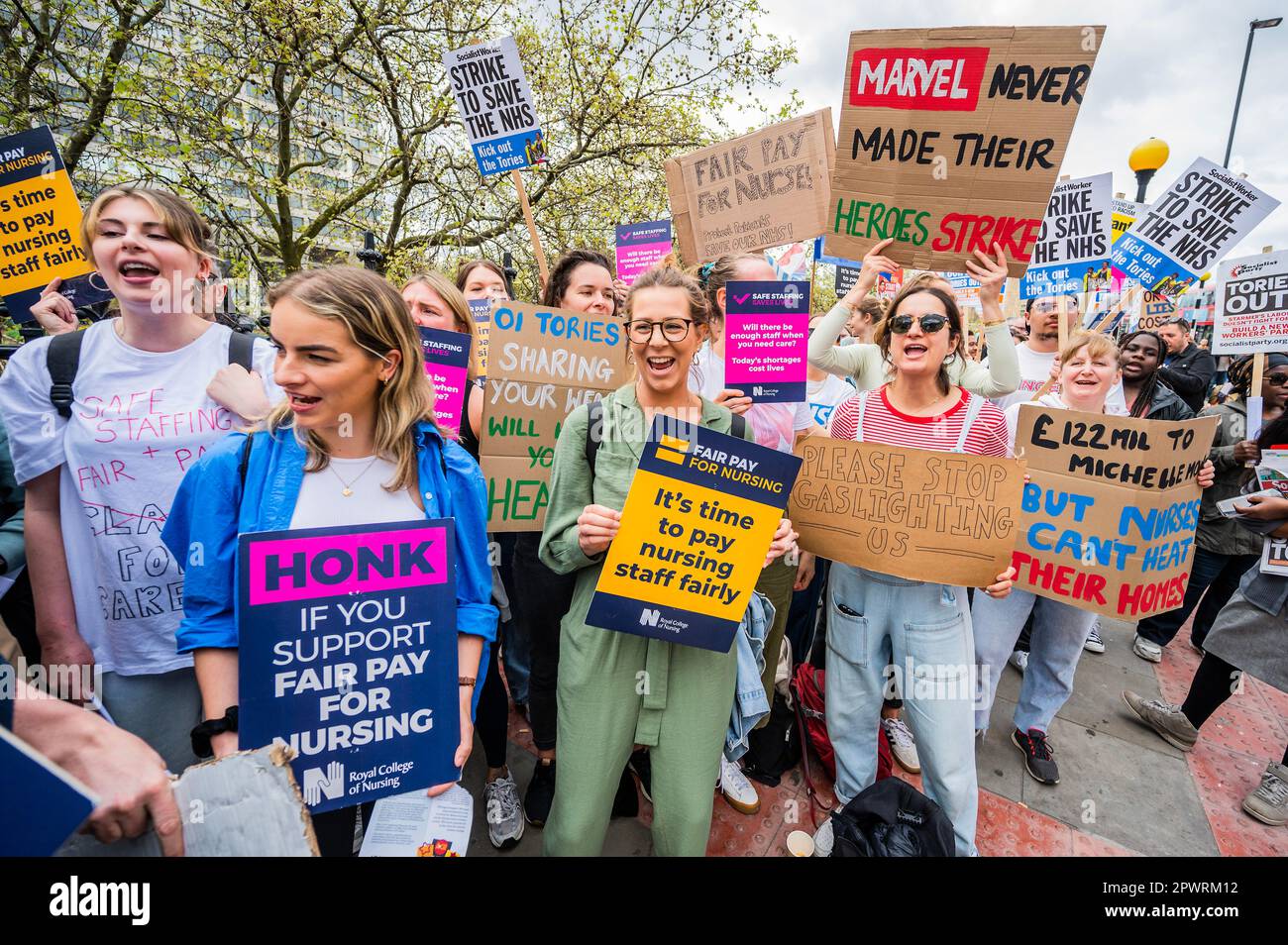 London, UK. 1st May, 2023. A picket line of Nurses outside the St ...