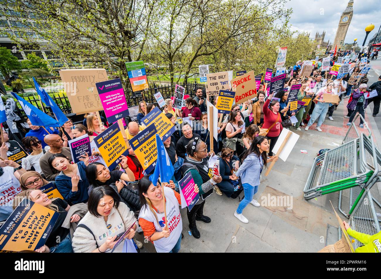 London, UK. 1st May, 2023. A picket line of Nurses outside the St ...