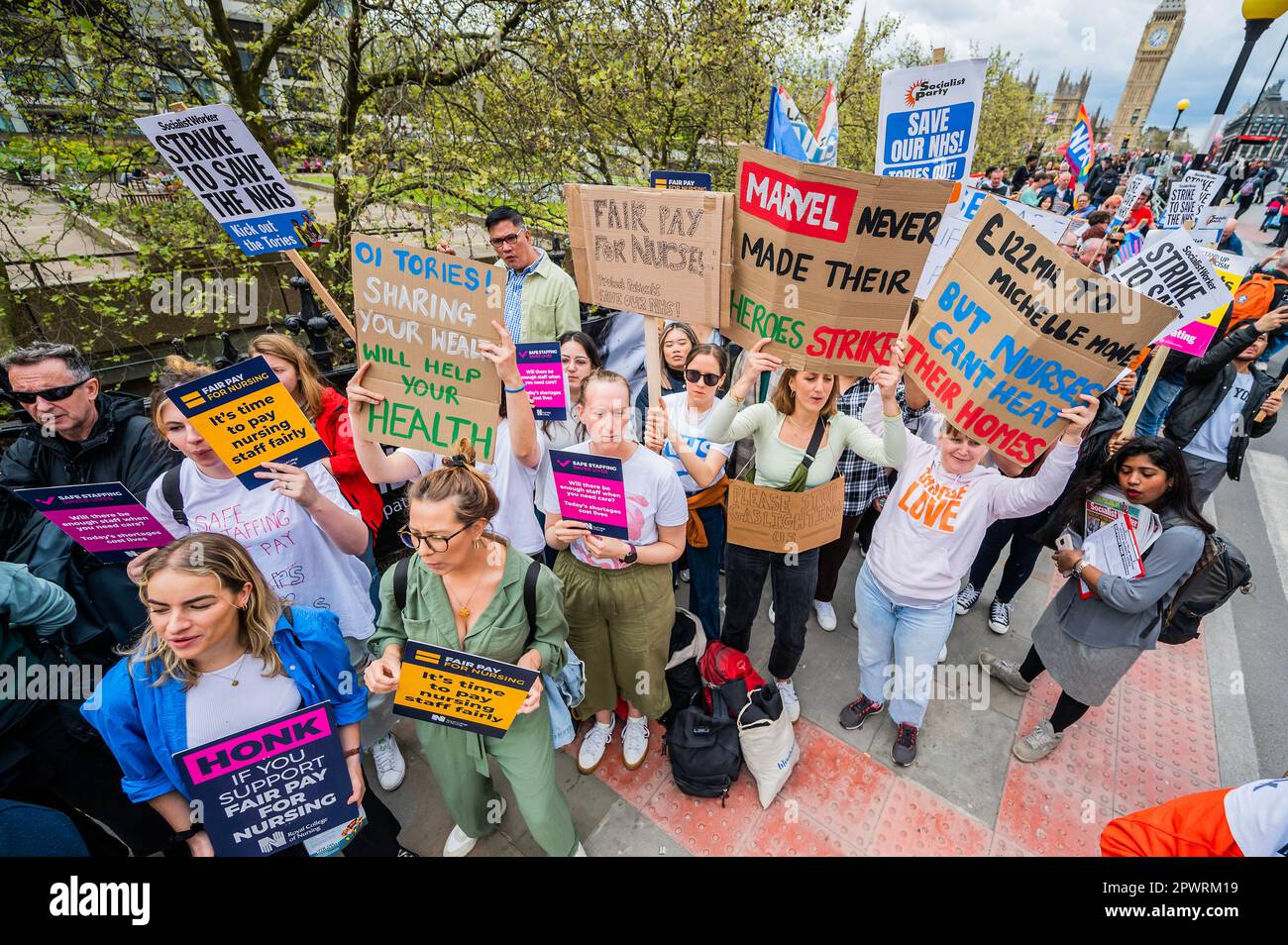 London, UK. 1st May, 2023. A picket line of Nurses outside the St ...