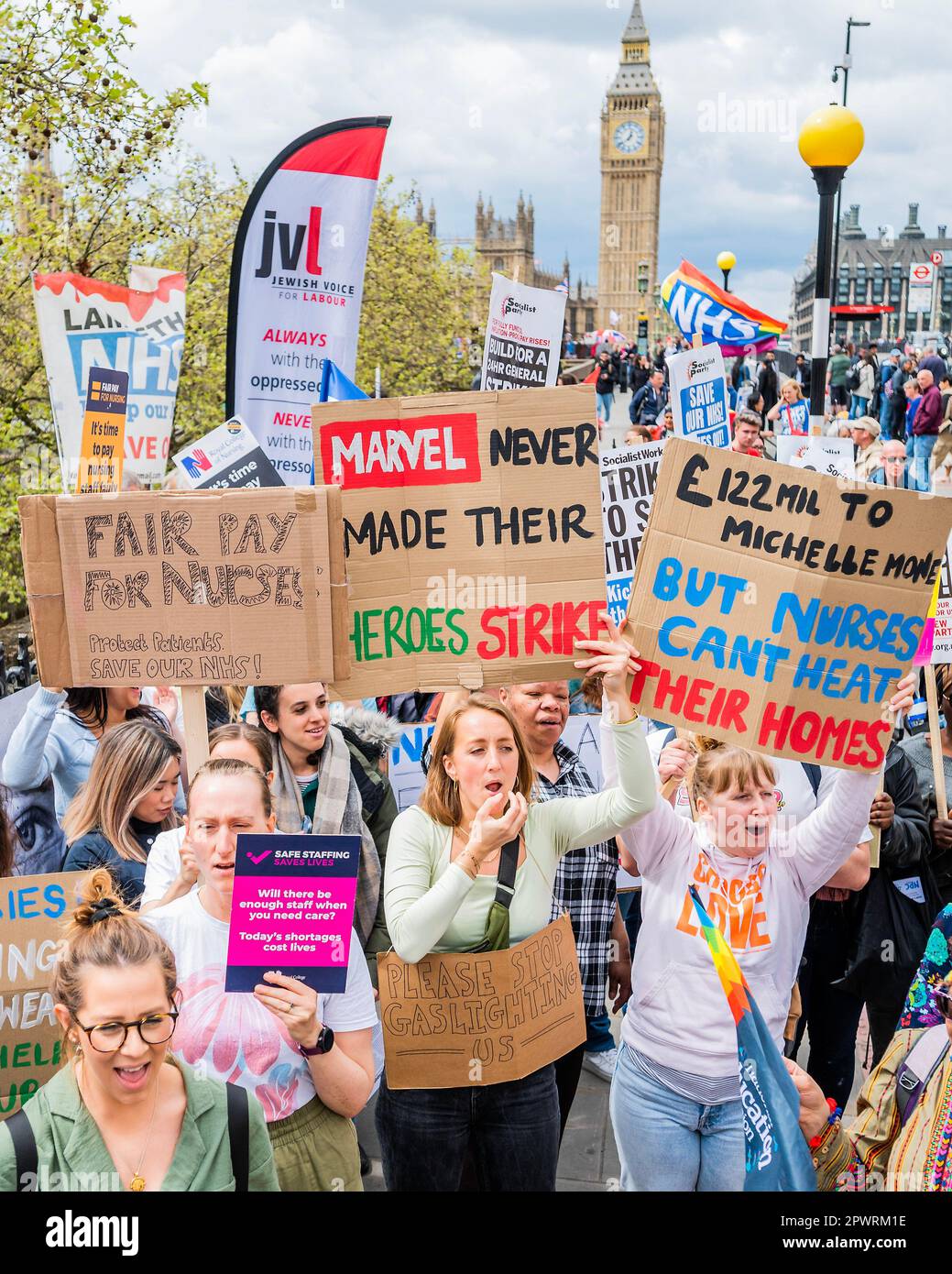 London, UK. 1st May, 2023. A picket line of Nurses outside the St ...