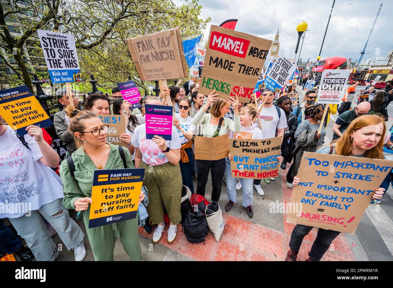 London, UK. 1st May, 2023. A picket line of Nurses outside the St ...