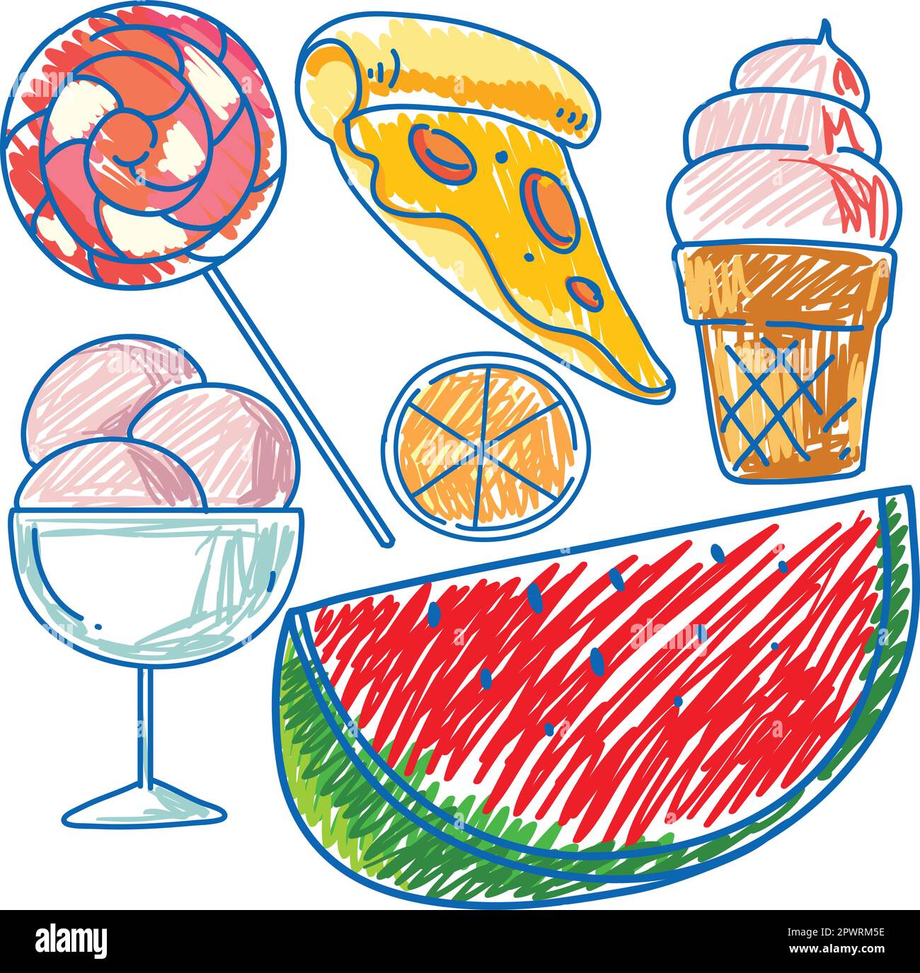 Set of food scribble style illustration Stock Vector Image & Art - Alamy