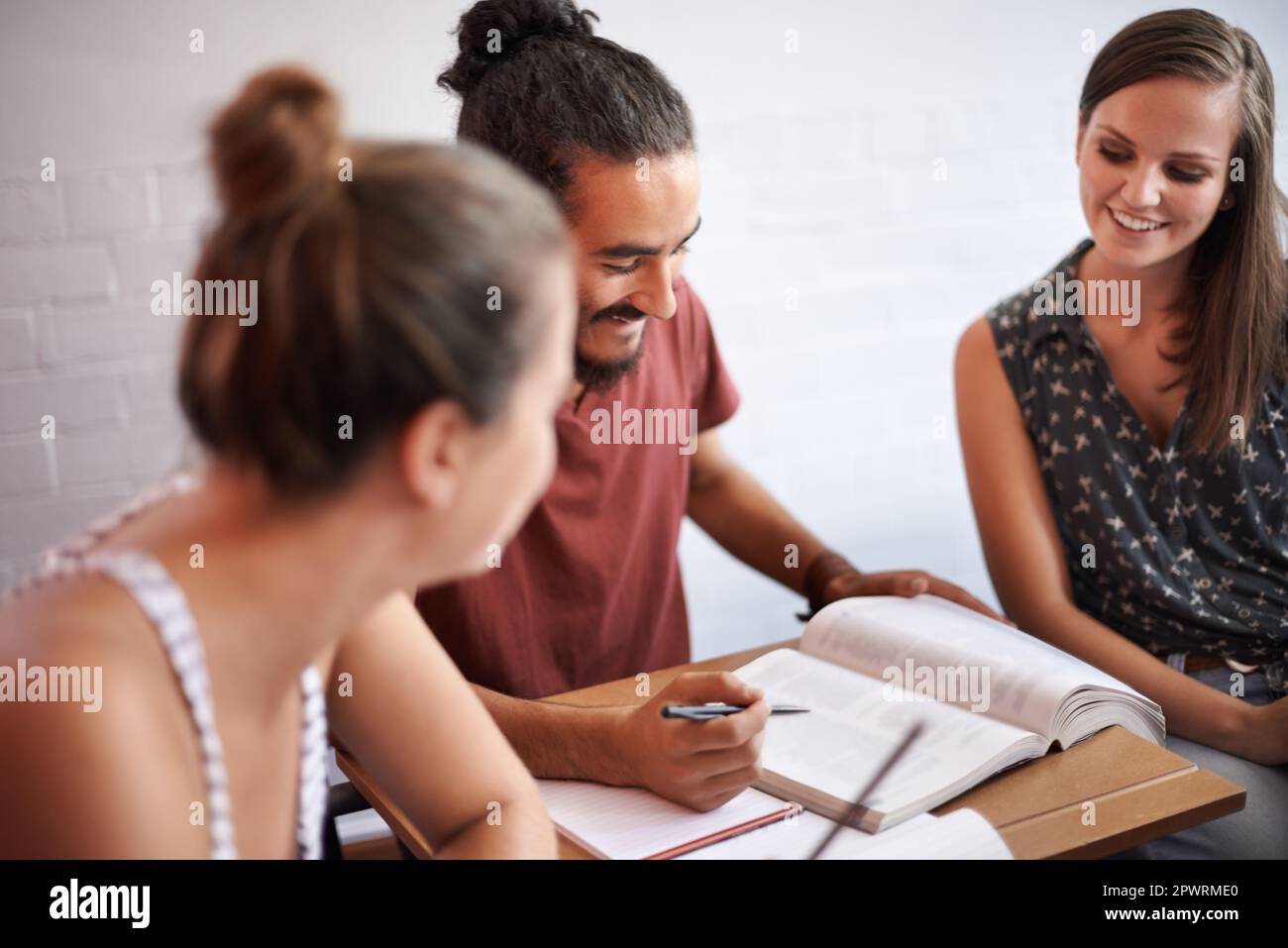 Helping each other during class. young college students working ...