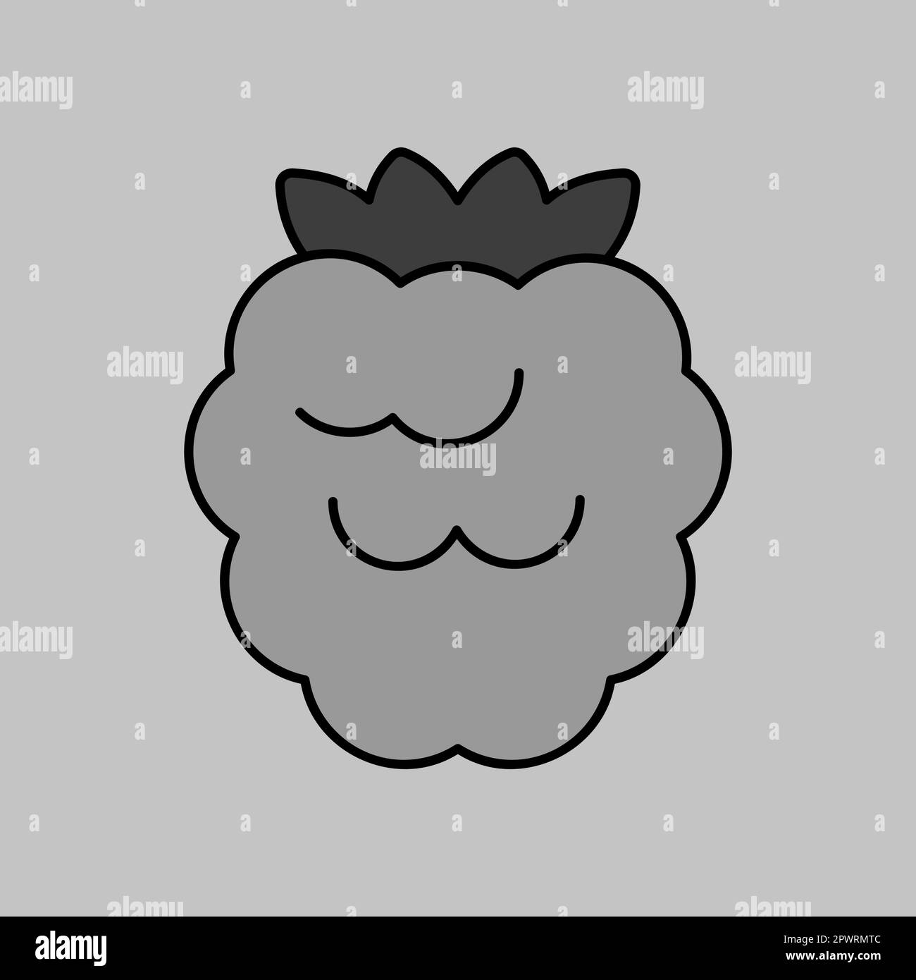 Raspberry, blackberry vector grayscale icon. Graph symbol for food and ...