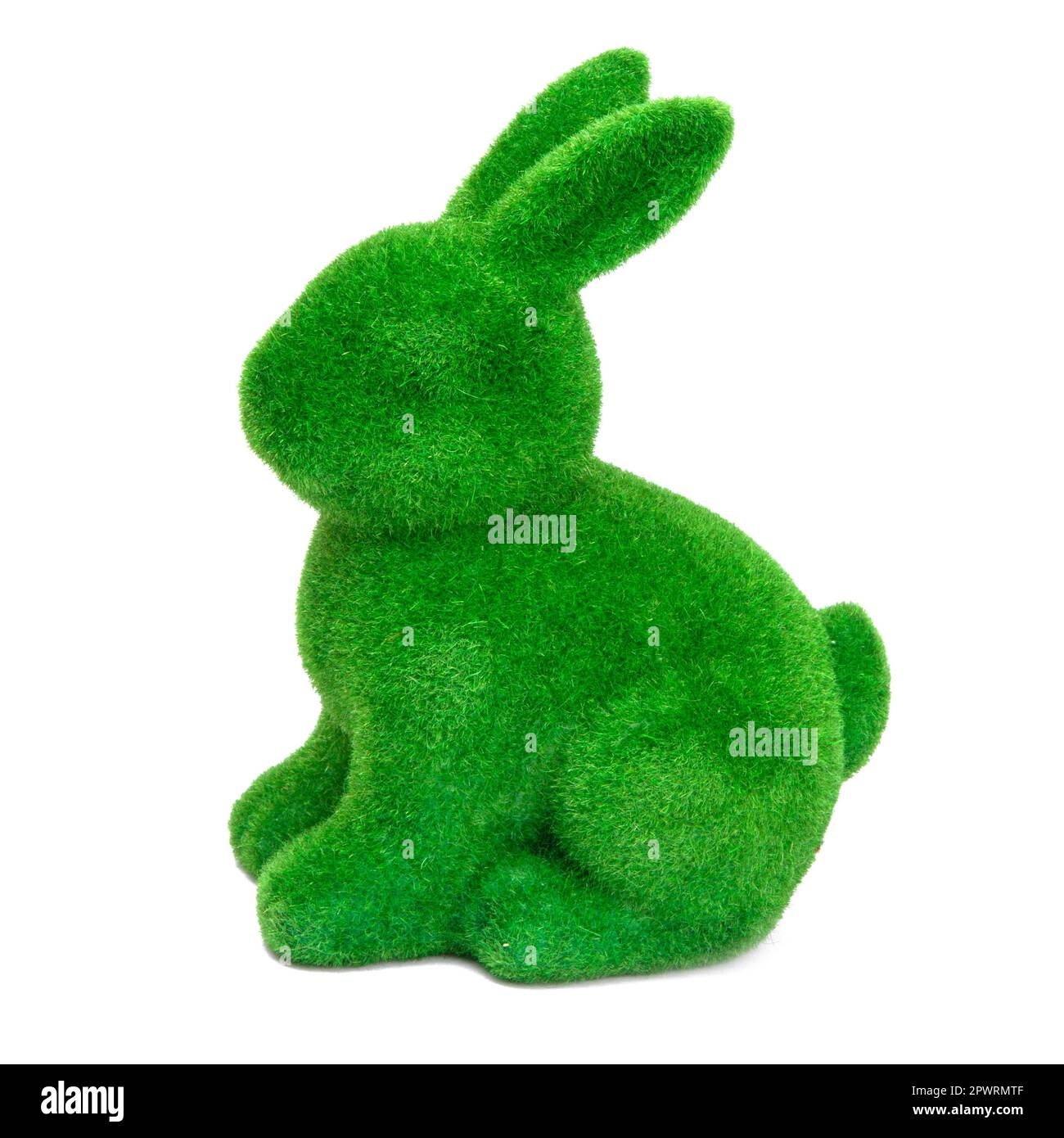 Easter moss green bunny rabbit figure grass statuette isolated on the ...