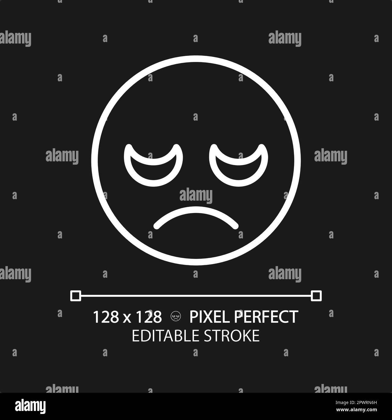 Disappointed emoji pixel perfect white linear icon for dark theme Stock ...
