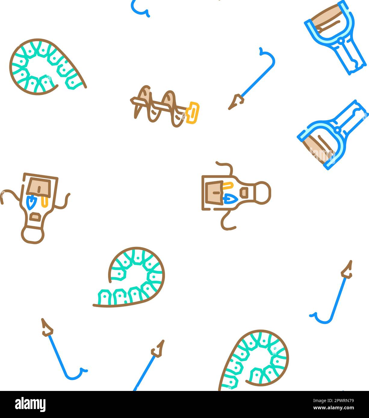 garden plant tree nature seed vector seamless pattern thin line ...