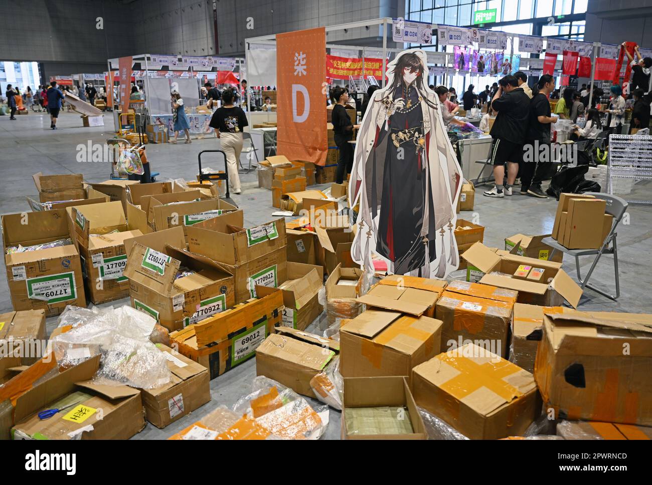 SHANGHAI, CHINA - MAY 1, 2023 - A stand under construction at the CP29 ACG Market in Shanghai ...