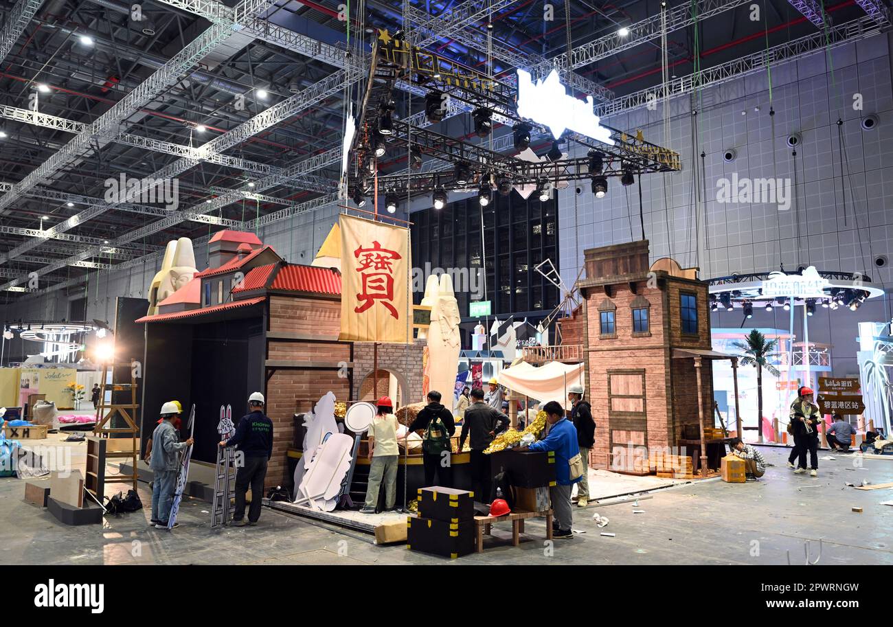 SHANGHAI, CHINA - MAY 1, 2023 - A stand under construction at the CP29 ...