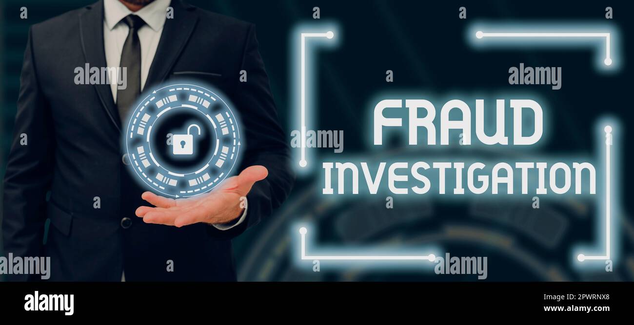 Writing displaying text Fraud Investigation, Business overview process ...