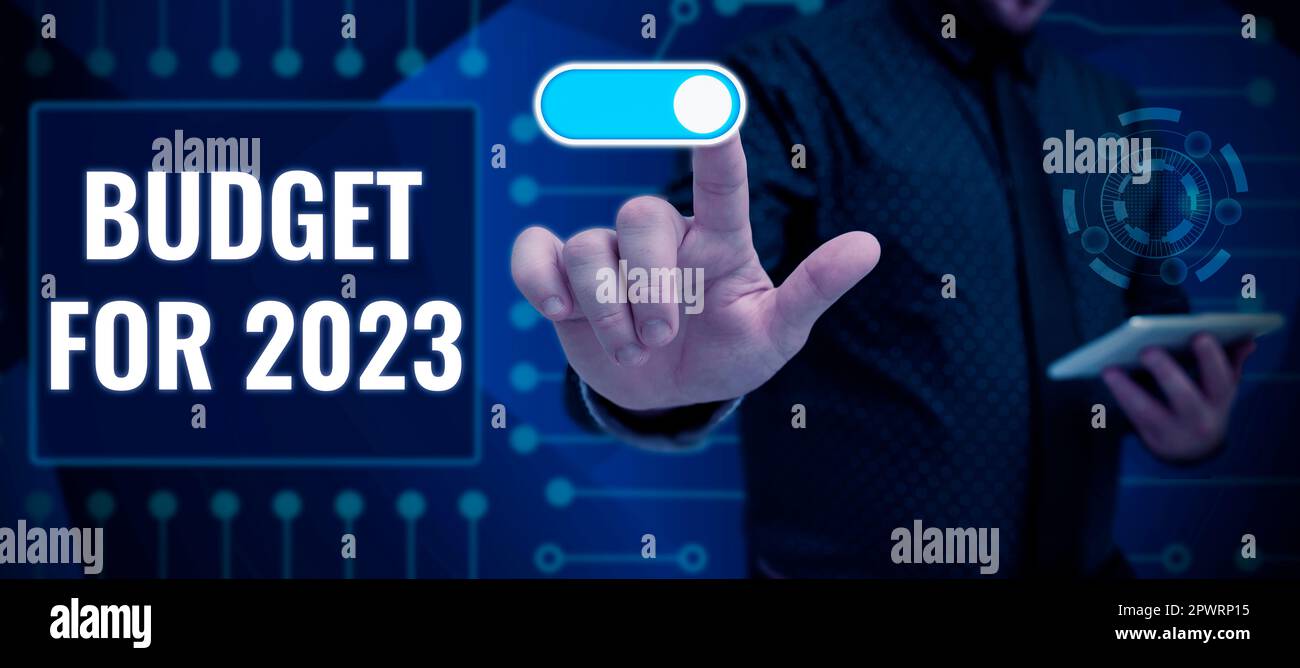 Hand writing sign Budget For 2023, Concept meaning An written estimates ...