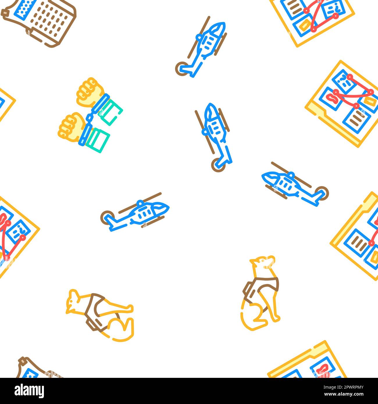 crime scene police criminal vector seamless pattern thin line ...