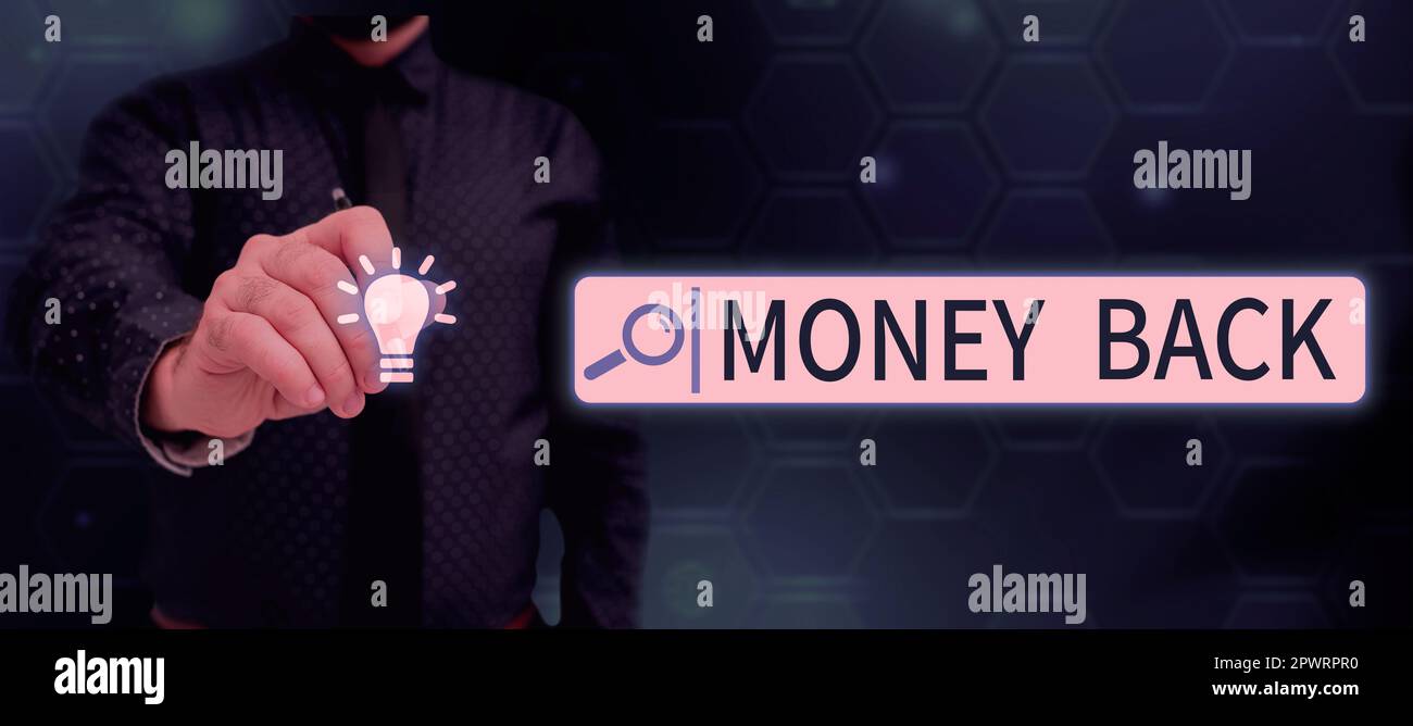 Sign displaying Money Back, Business idea get what you paid in return ...