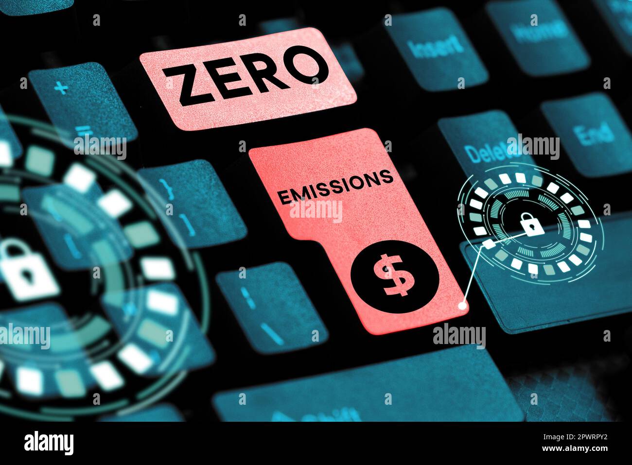 Conceptual caption Zero Emissions, Business showcase emits no waste ...