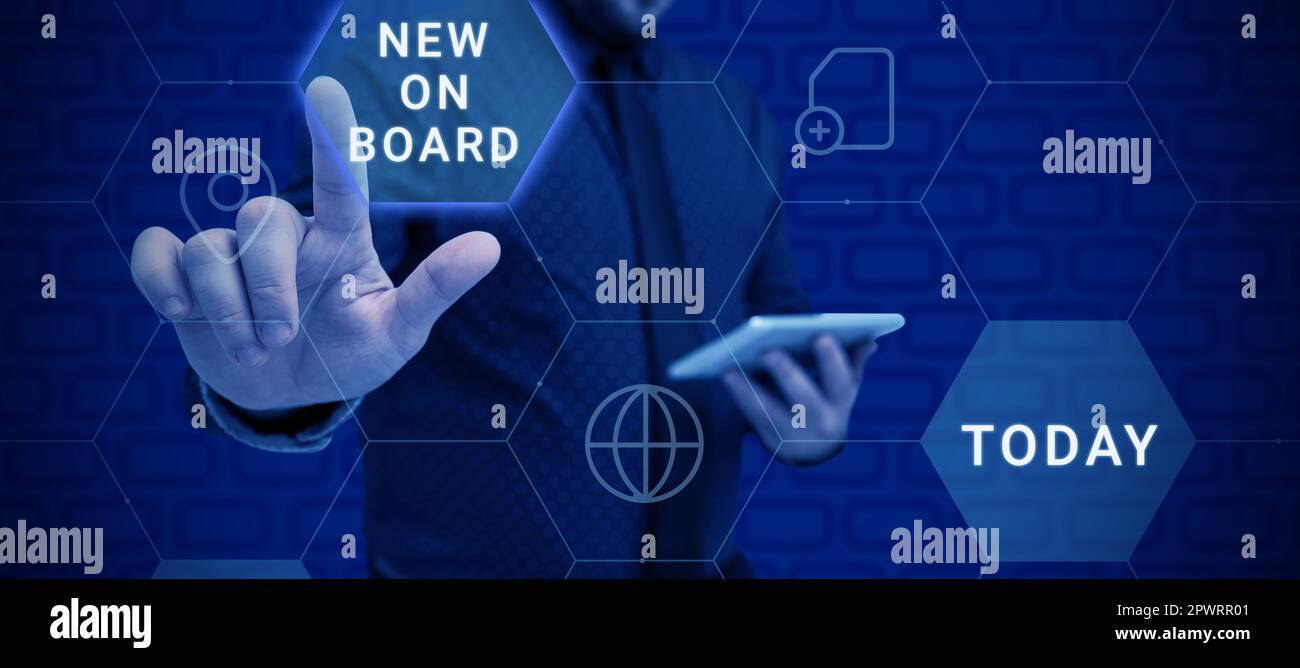 Writing displaying text New On Board, Business idea Welcome to the team ...