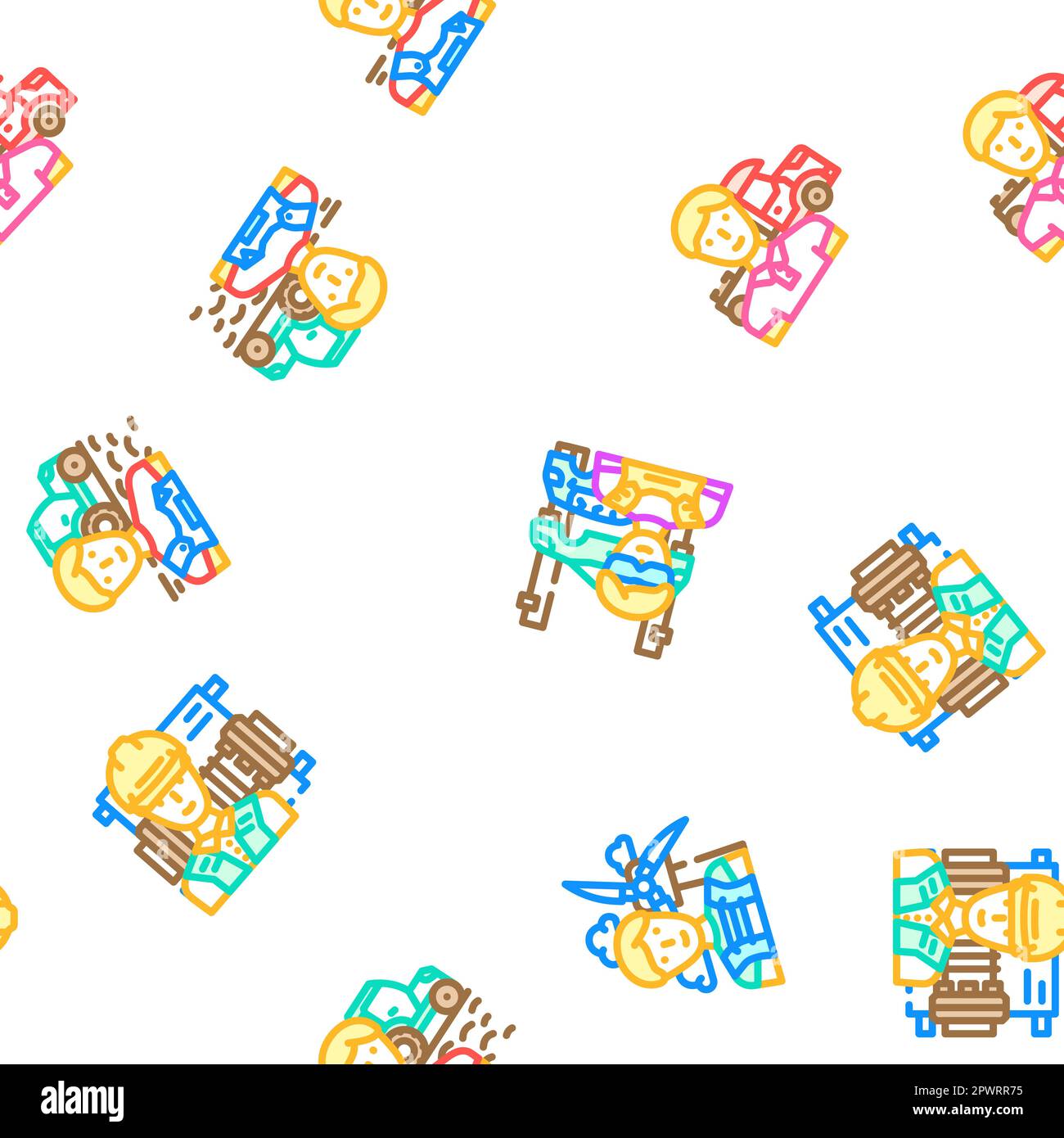 repair worker equipment job vector seamless pattern thin line ...