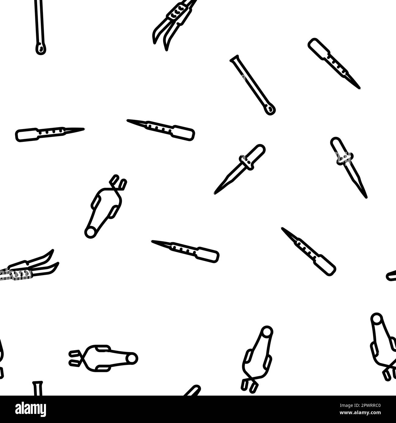 Chemistry Laboratory Flask Test Vector Seamless Pattern Thin Line Illustration Stock Vector
