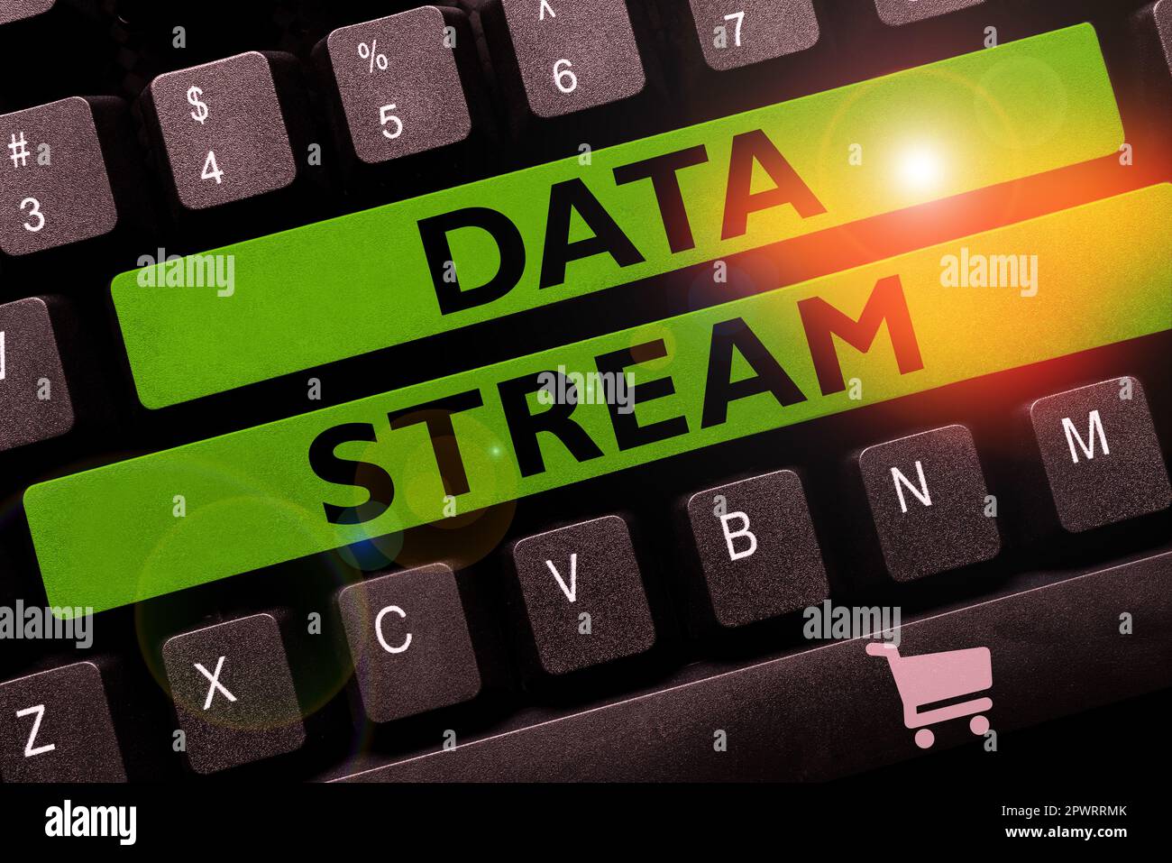 Text caption presenting Data Stream, Conceptual photo sequence of ...