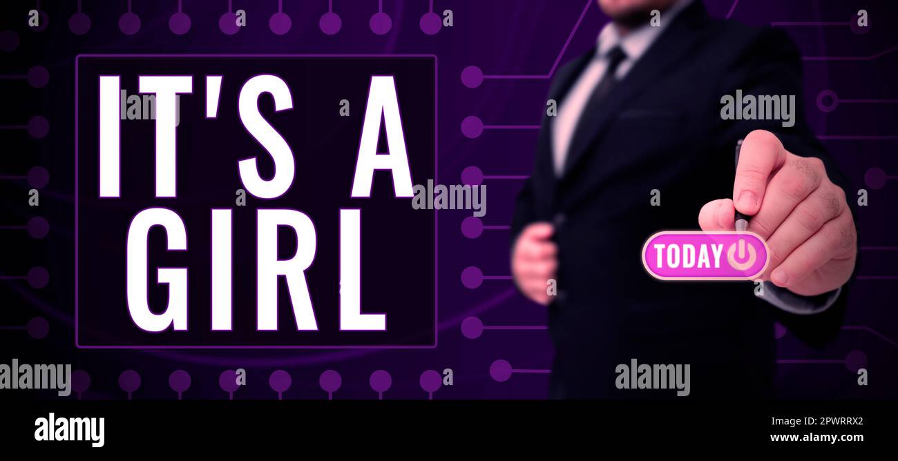 Hand writing sign It's A Girl, Word Written on Expecting a female baby ...