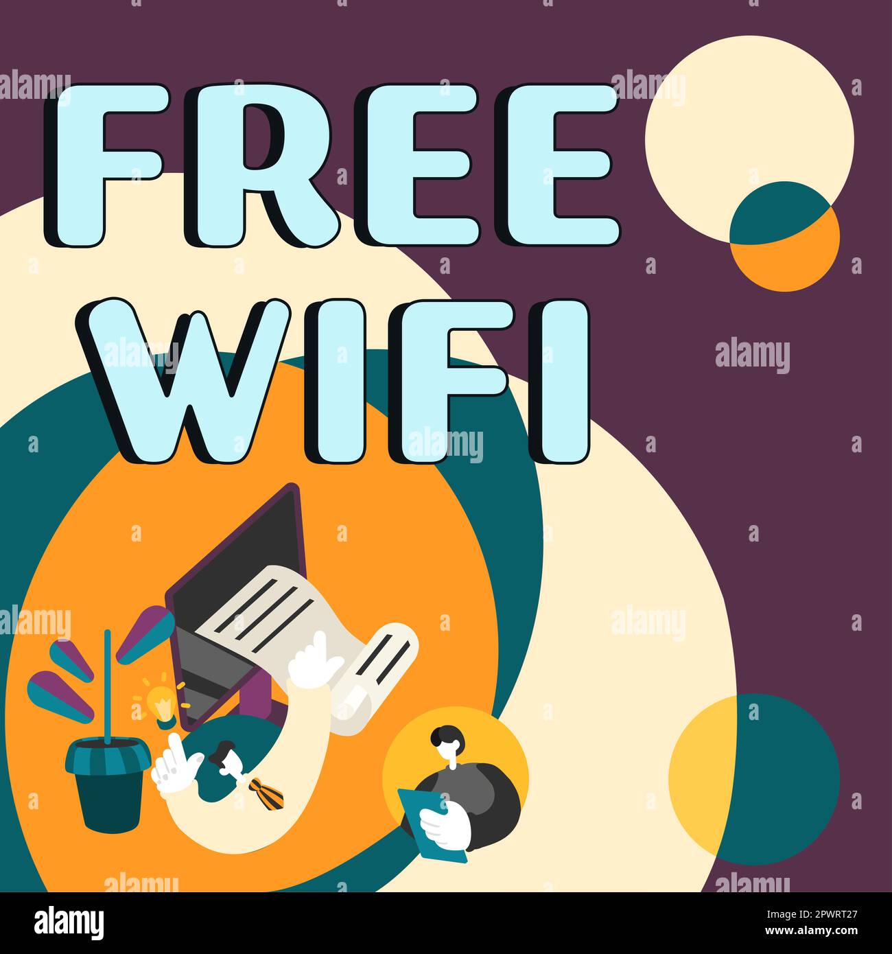 Sign displaying Free Wifi, Concept meaning let you connect to the ...