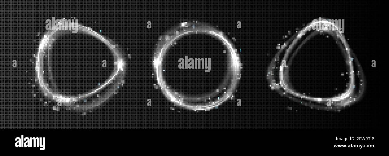 Realistic set of winter avatar frames with snowflakes isolated on ...