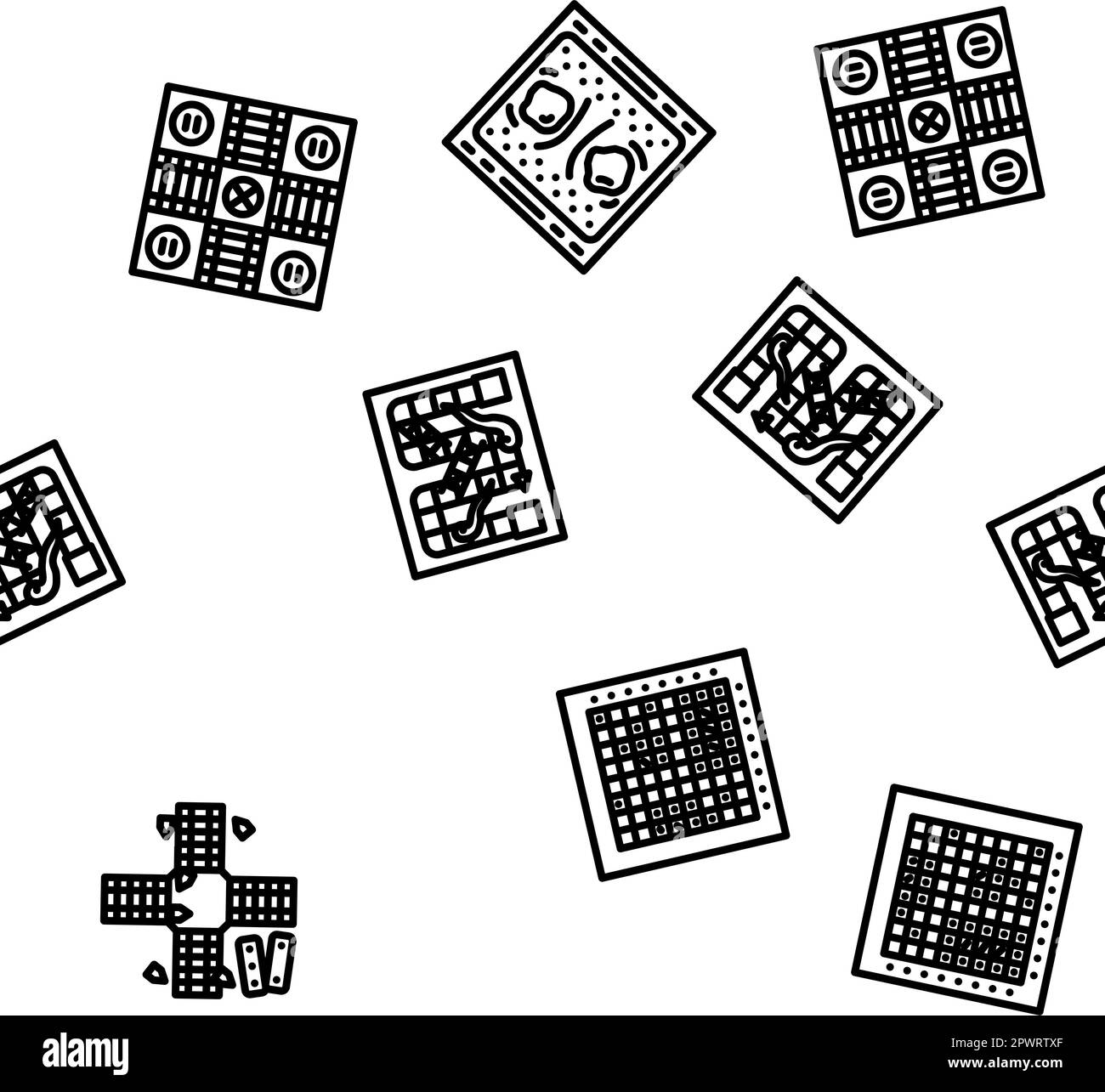 game board table play vector seamless pattern thin line illustration ...