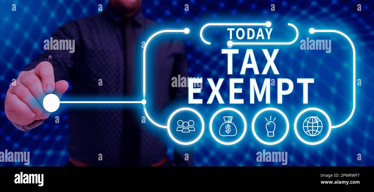 Hand writing sign Tax Exempt, Word Written on Income or transactions ...