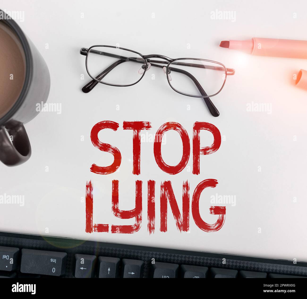 Text showing inspiration Stop Lying, Business approach put an end on ...