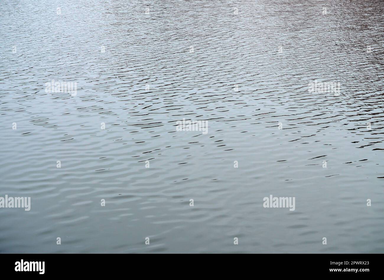 The texture of the water in the river under the influence of wind. A ...