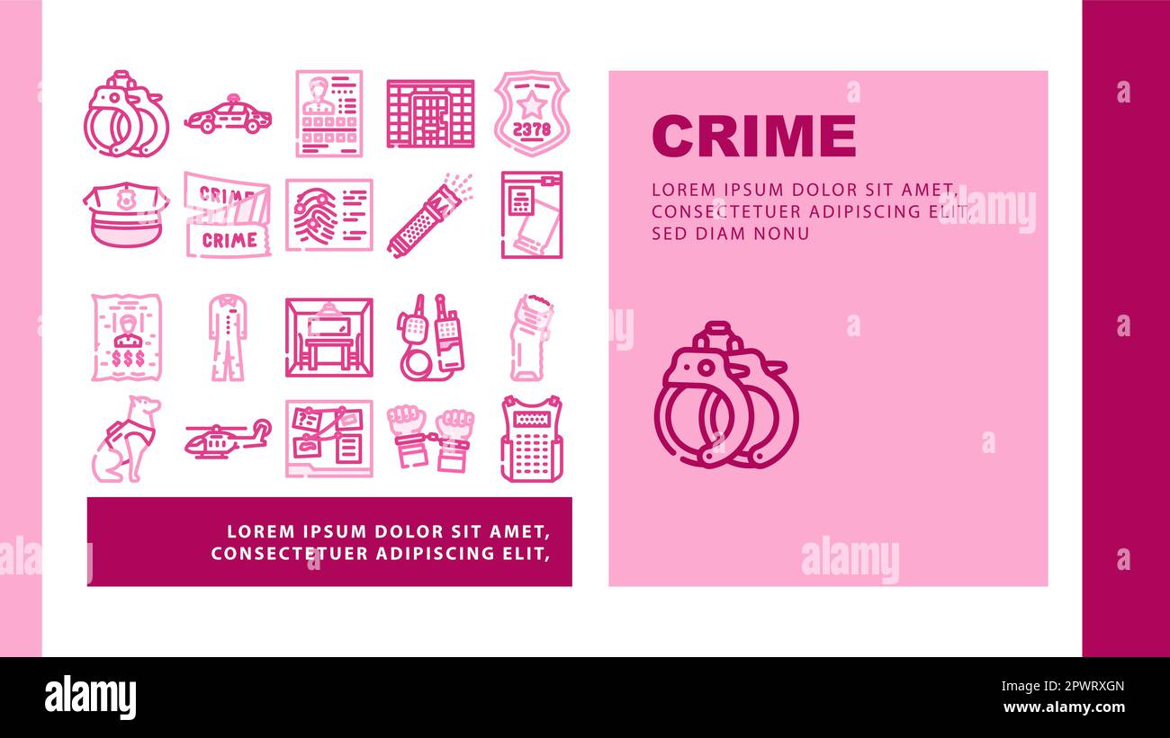 crime scene police criminal landing web page header vector. evidence ...