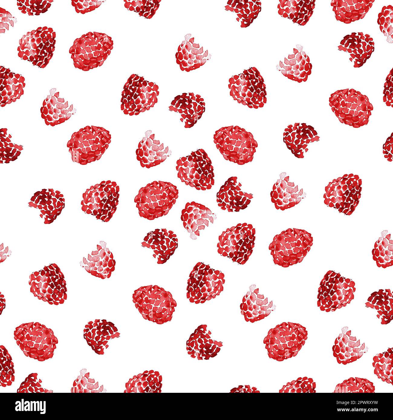 Pattern of raspberry painted watercolor. Fruit pattern for menu and ...