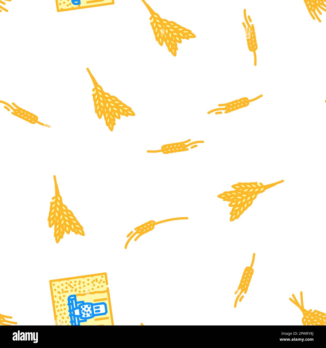 wheat grain cereal plant vector seamless pattern thin line illustration ...