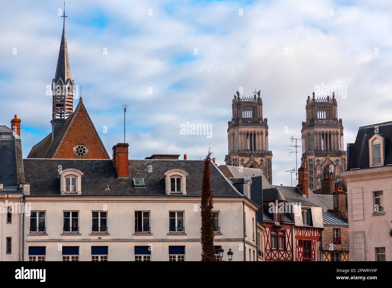Street view with typical architecture in Orleans, the prefecture of the ...