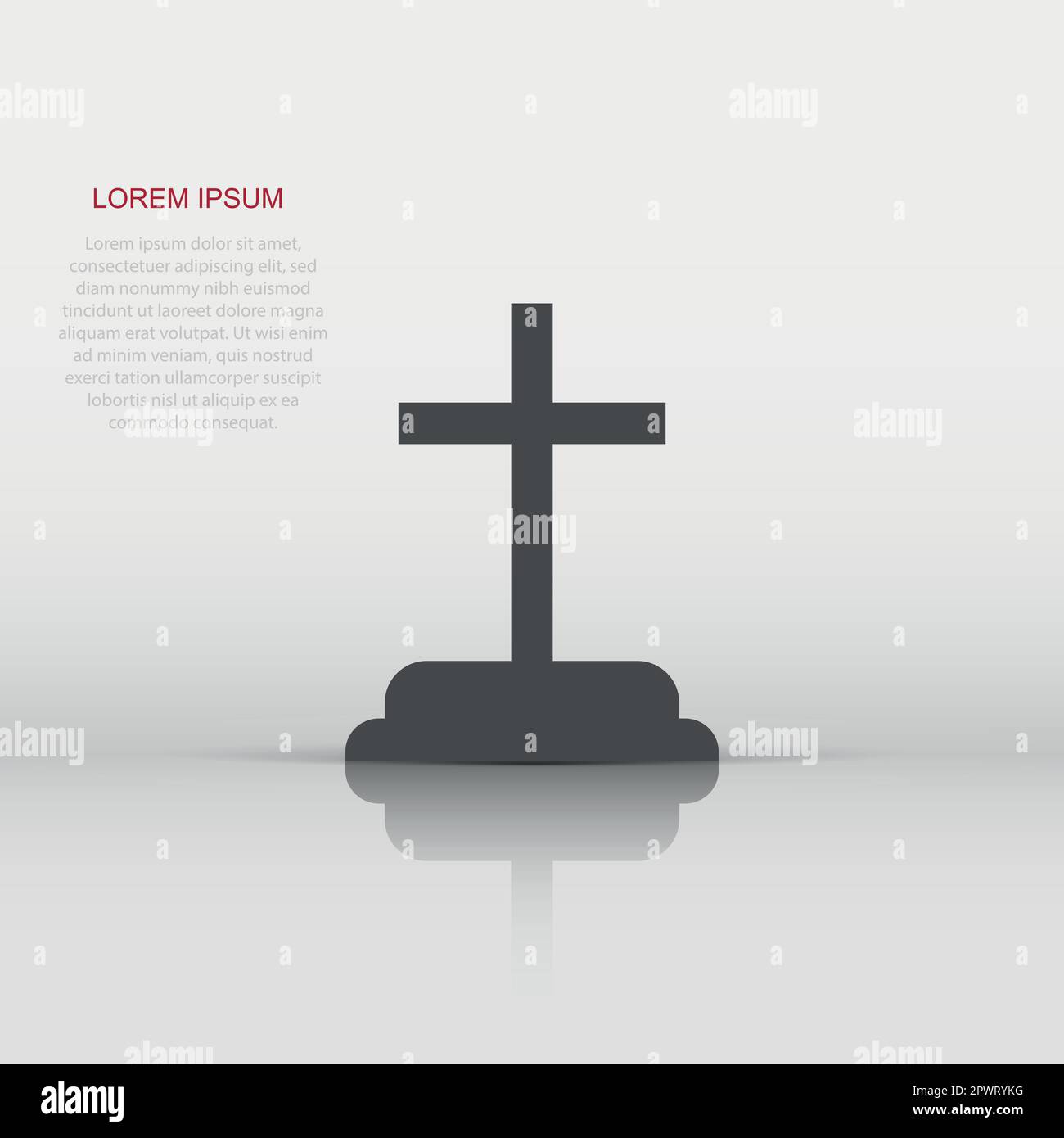 Vector halloween grave icon in flat style. Gravestone sign illustration pictogram. Rip business ...