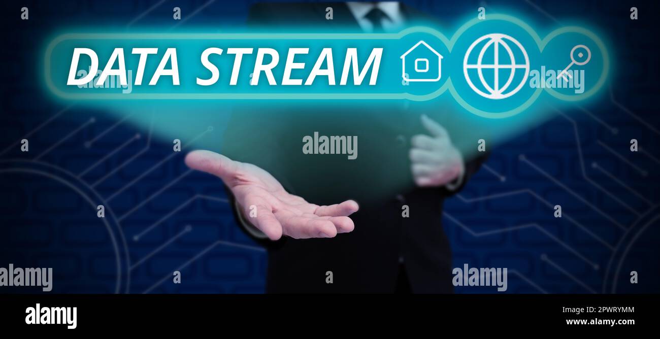 Conceptual display Data Stream, Business concept sequence of digitally ...