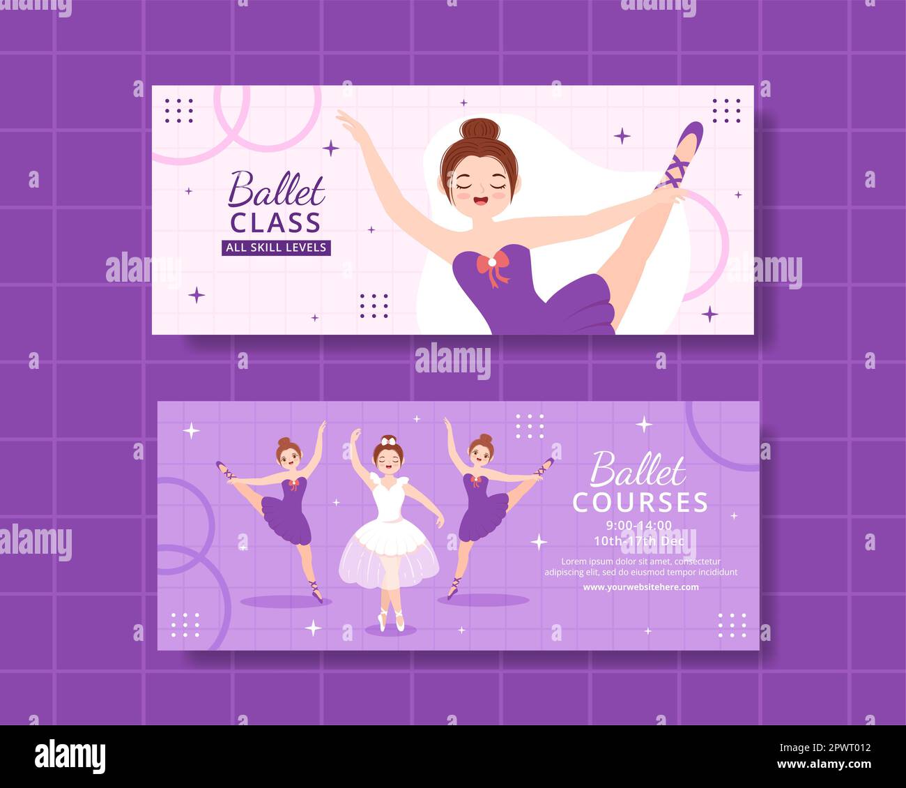 Ballet or Ballerina Horizontal Banner Flat Cartoon Hand Drawn ...