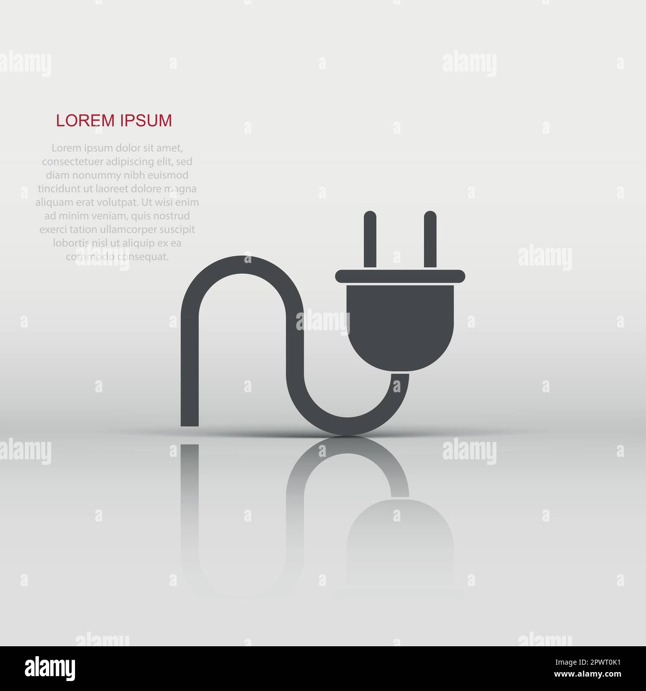 Vector electric plug icon in flat style. Power wire cable sign ...