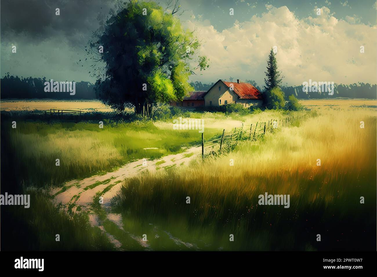 art rural landscape. field and grass Stock Photo - Alamy