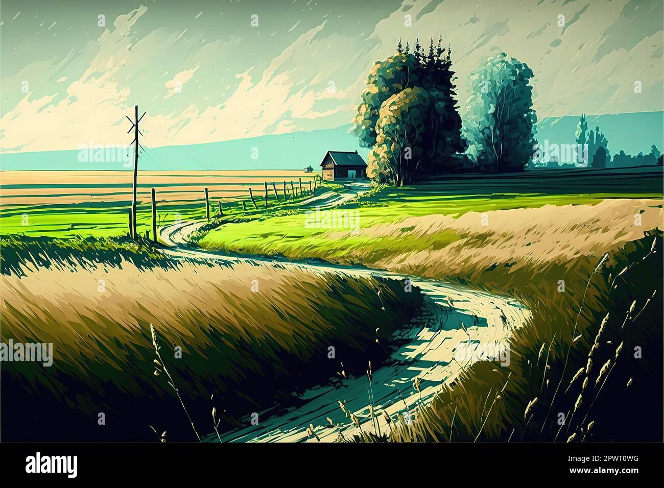 art rural landscape. field and grass Stock Photo - Alamy