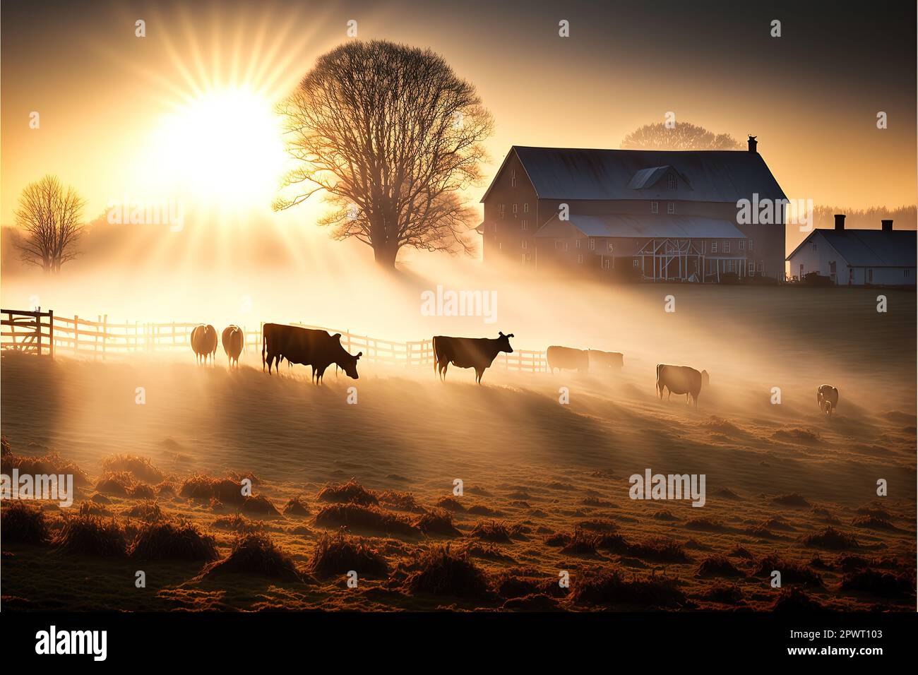 Early Morning Sunrise Farm