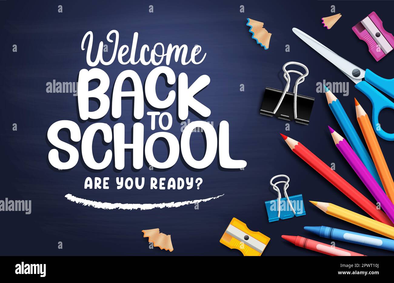 Welcome back to school vector design. Back to school are you ready text ...