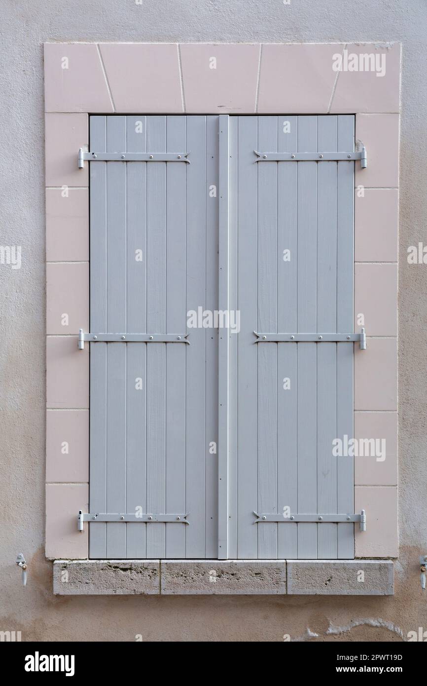 Windows with wooden shutters, architectural detail close up texture ...
