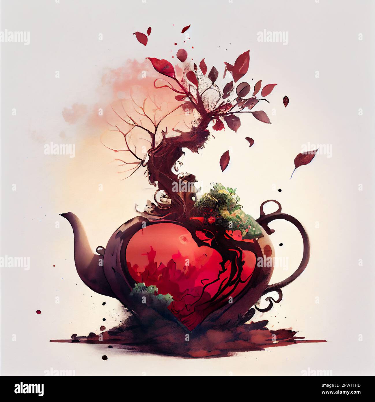 Abstract illustration of tea pot art design Stock Photo - Alamy