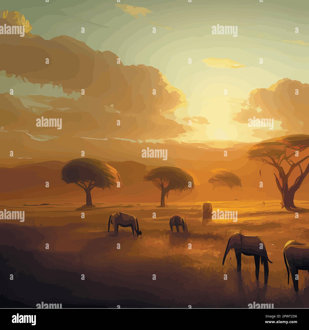 Steppe trees Stock Vector Images - Alamy