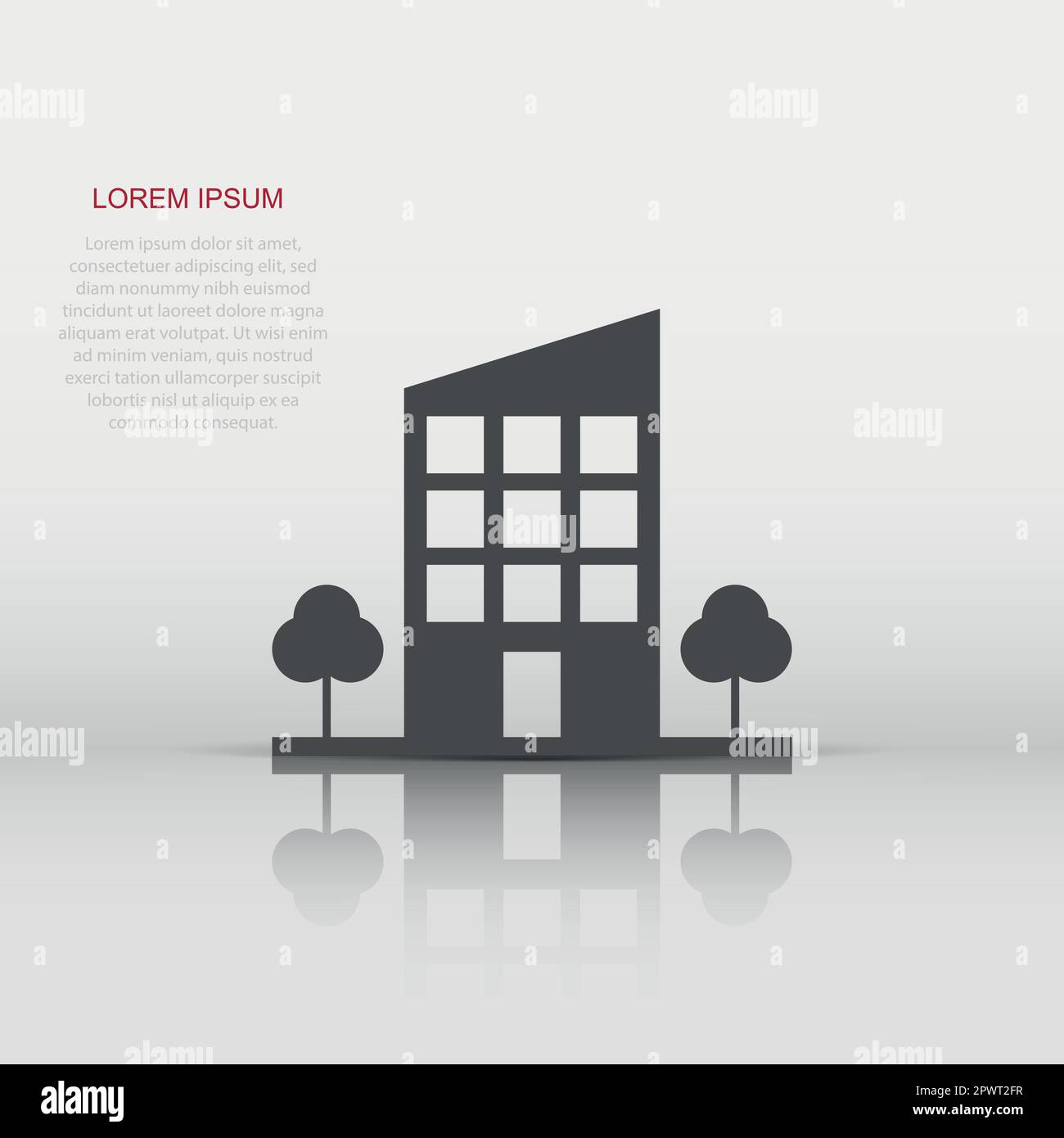Vector building with trees in flat style. House sign illustration ...